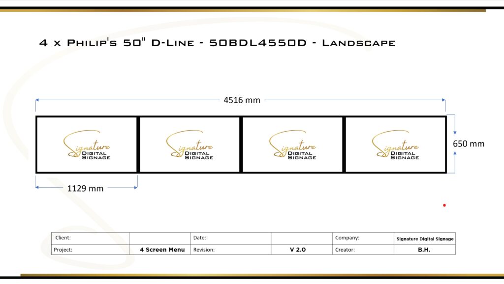 4 x 50″ Digital Menu Board Package – Philip’s 50″ D-Line – 50BDL4550D ...